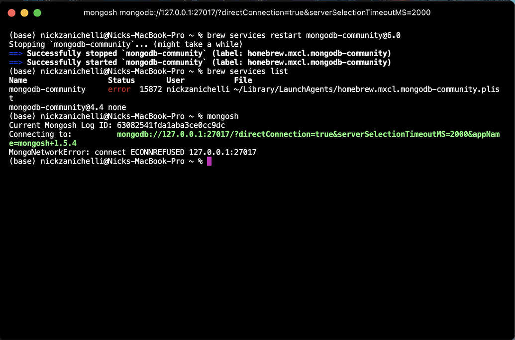 ERRORS Mongosh And Mongod Config Usr Local Etc Mongod Conf