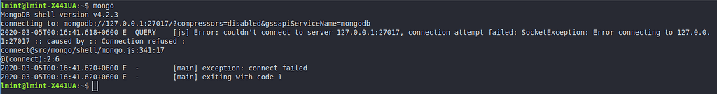 Error: couldn’t connect to server 127.0.0.1:27017 - Installation & Upgrades - MongoDB Developer ...