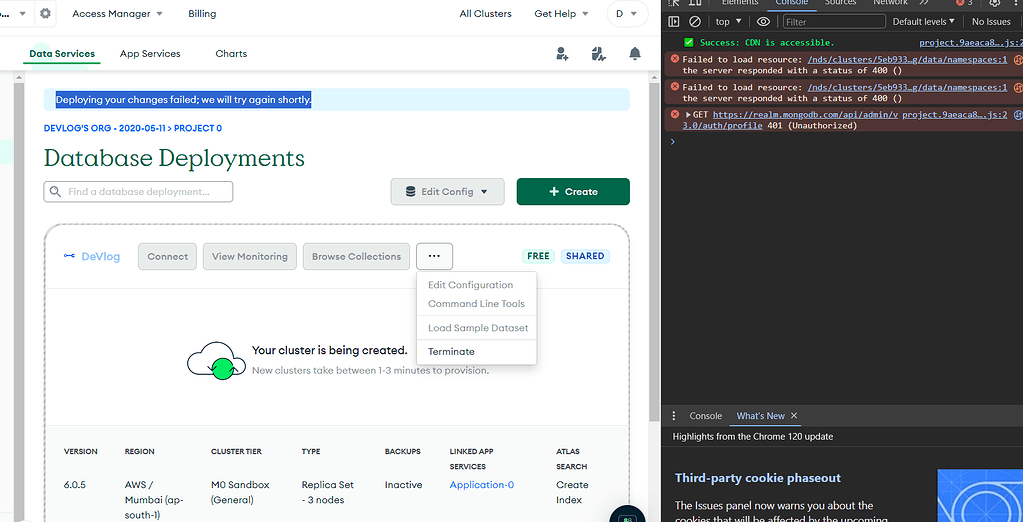 M0 cluster not spinning up - MongoDB Atlas - MongoDB Developer Community Forums