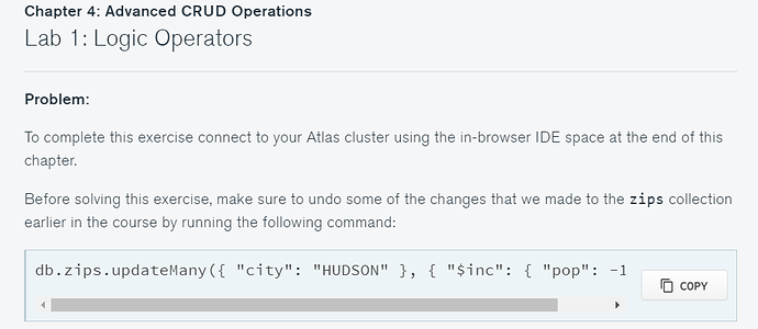 M001-Chapter 4-Lab 1: Logic Operators - M001: MongoDB Basics - MongoDB Developer Community Forums