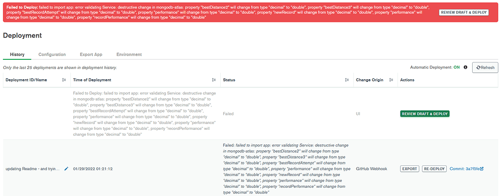 Failed to Deploy : destructive changes - how to fix? - Atlas Device Sync - MongoDB Developer ...