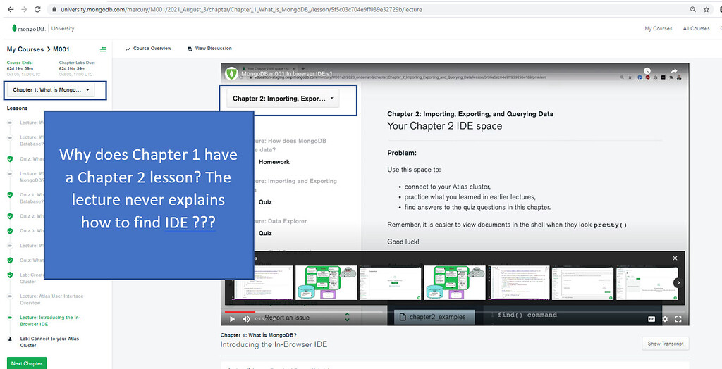 Chapter1 has a chapter 2 lesson with no eplanation - M001: MongoDB Basics - MongoDB Developer ...