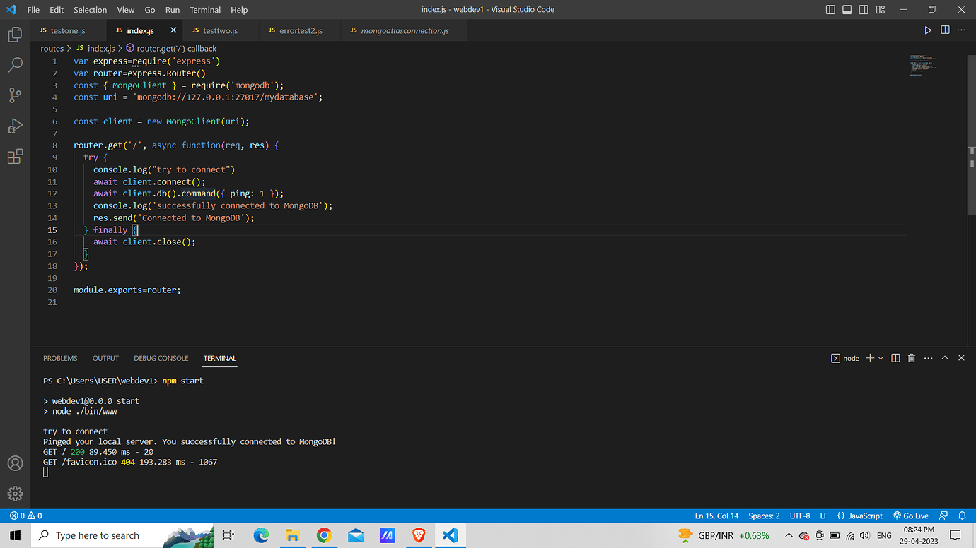 MongoDB connection refused - Developer Tools - MongoDB Developer Community Forums