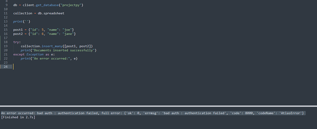 Authentication failed, can't seem to connect to MongoDB - MongoDB Atlas ... Authentication failed, can't seem to connect to MongoDB - MongoDB Atlas ...