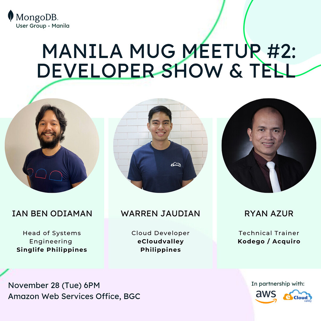 Manila MUG Meetup #2 - Nov 28th @ AWS, BGC - Asia Pacific - MongoDB Developer Community Forums