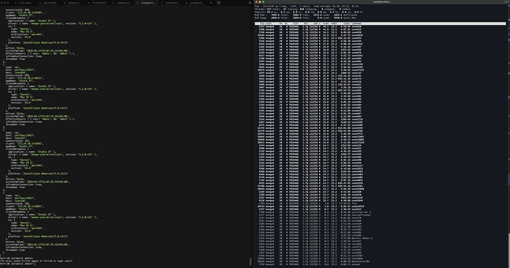 MongoDB 8 doesn’t deem to close old connections (each old connection stays at 100% CPU on one ...