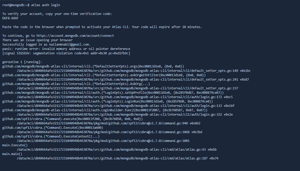 Nil Pointer dereference while login atlas account - MongoDB Atlas - MongoDB Developer Community ...