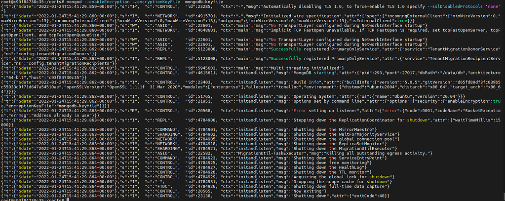 Encryption at rest in MongoDB docker - Enterprise Tools - MongoDB Developer Community Forums