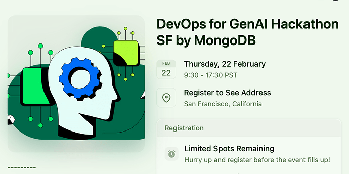 DevOps for GenAI Hackathon SF by MongoDB - North America - MongoDB Developer Community Forums