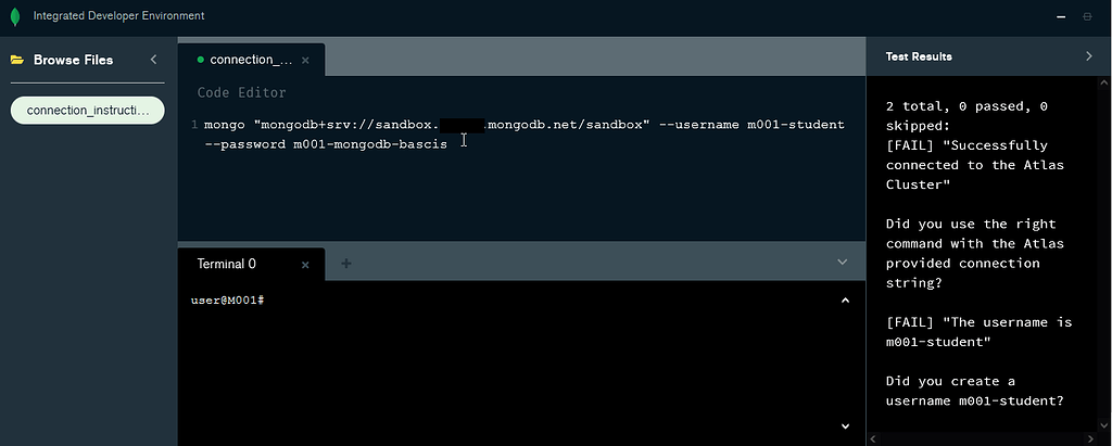 Unable to connect via MongoDB Shell. Chapter1 Lab: Connect to your ... Unable to connect via MongoDB Shell. Chapter1 Lab: Connect to your ...