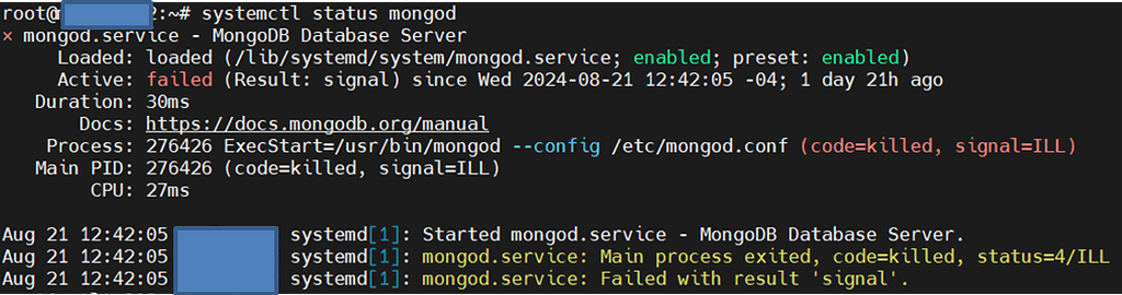 Problems with the ILL signal to start the service - Welcome - MongoDB Developer Community Forums