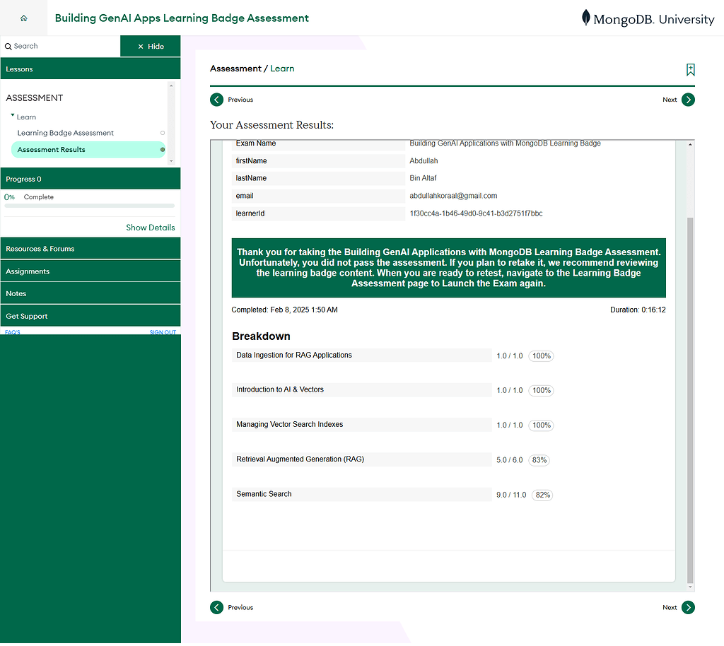 I got 80% + in Building GenAI Apps Learning Badge Assessment but it ...