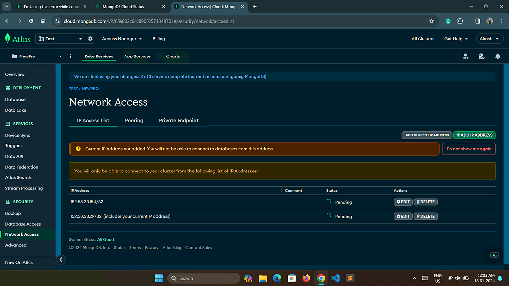 Im Facing This Error While Connecting With The Compass With Atlas Developer Tools Mongodb