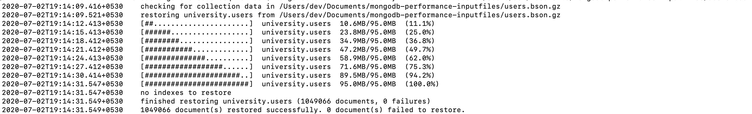 Does mongodump, dump all the data+indexes of the collection? - Developer Tools - MongoDB ...
