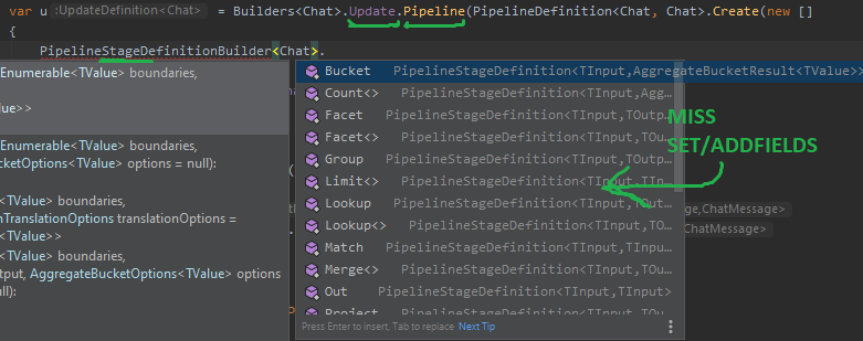 C Mongodb Missing Update Aggregations Pipline In Strong Type Drivers Mongodb Developer