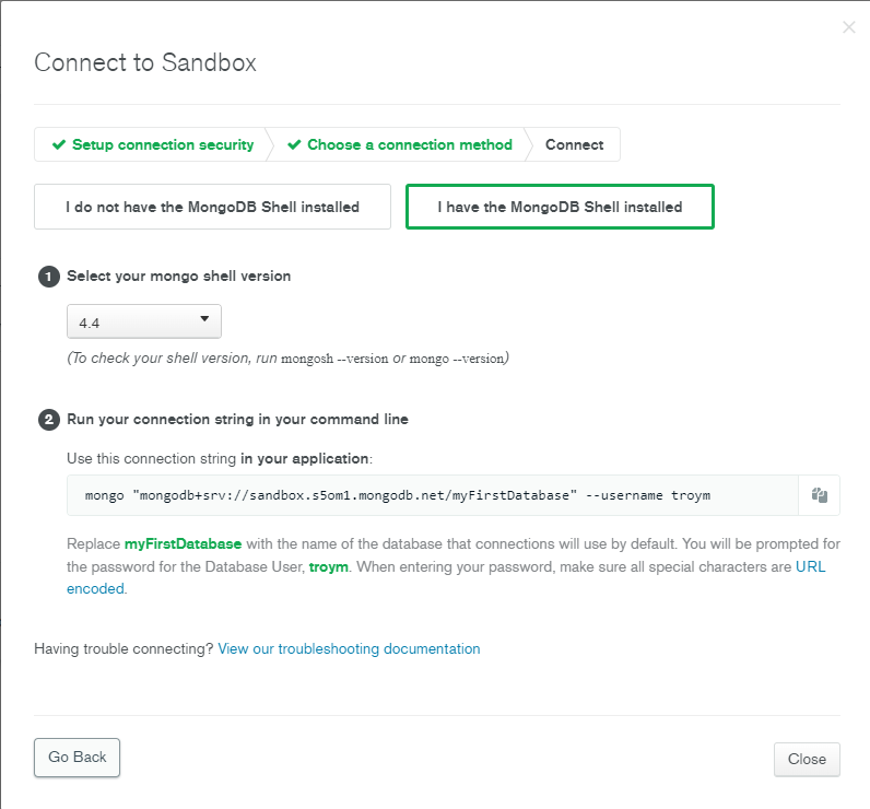 I can't complete the lab at the end of Chapter One - M001: MongoDB Basics - MongoDB Developer ...