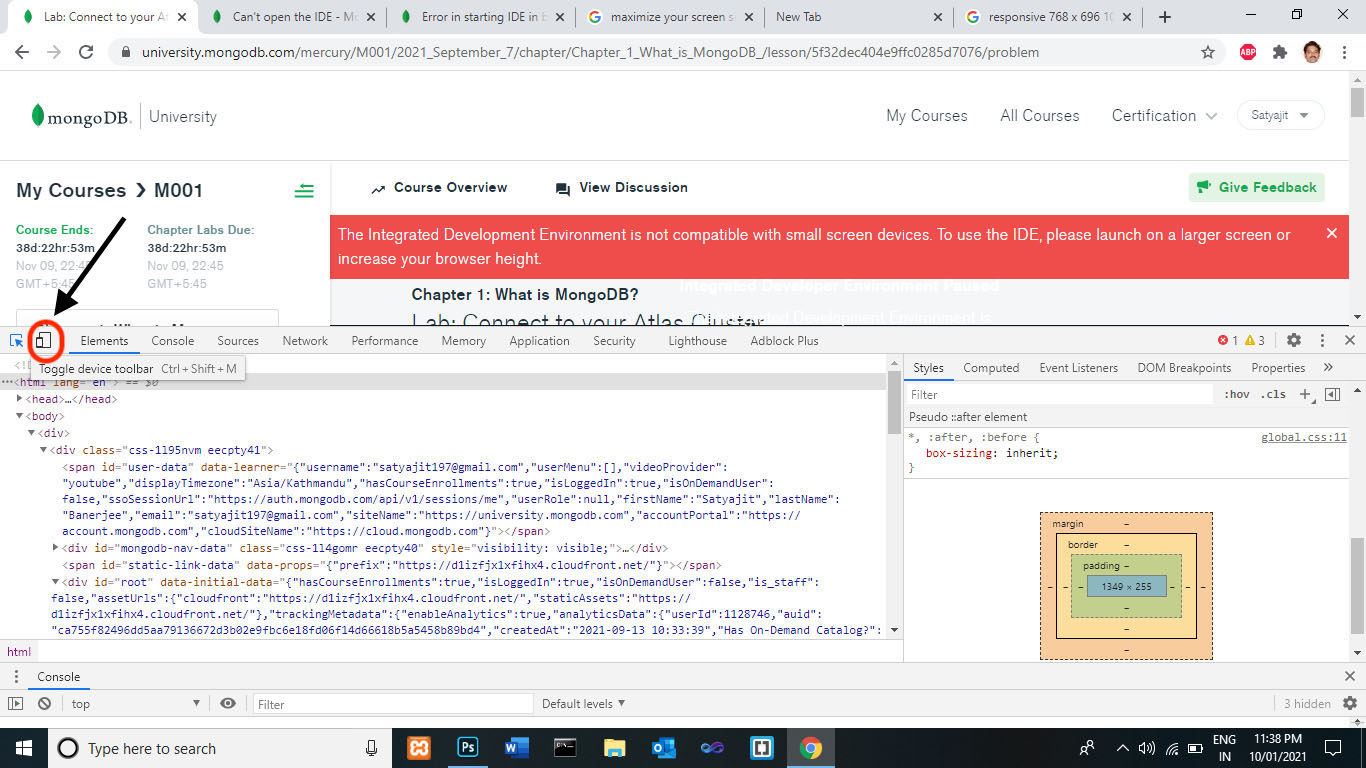 M001: The Integrated Development Environment is not compatible with small screen devices - M001 ...