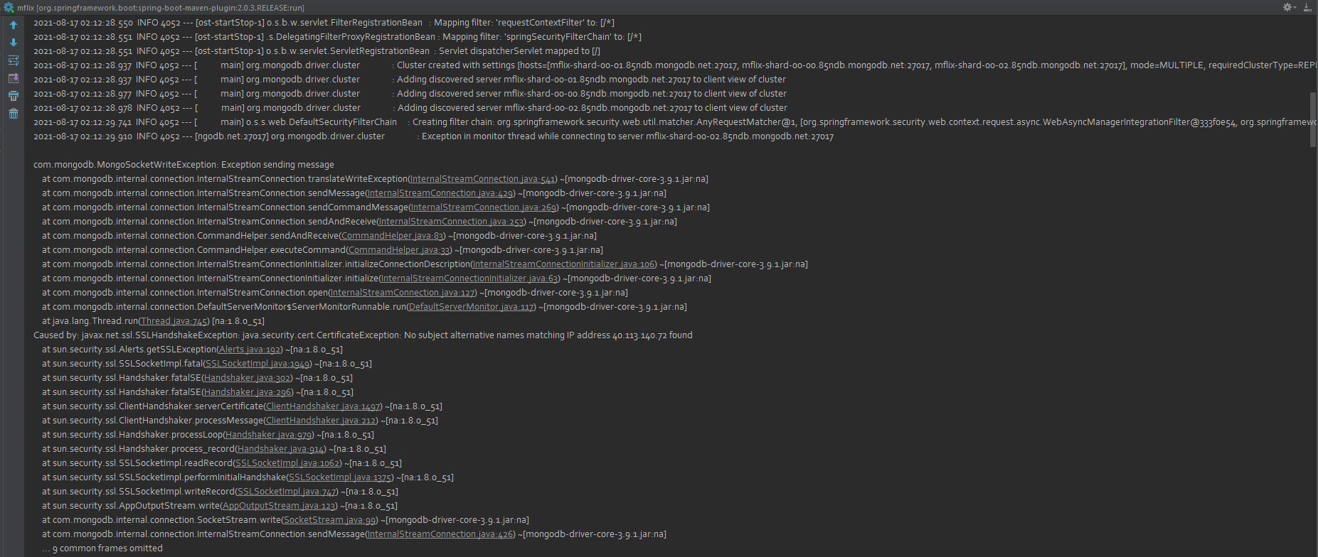 Unable To Properly Deploy Application For The 1st Ticket Database Connection M220j Mongodb
