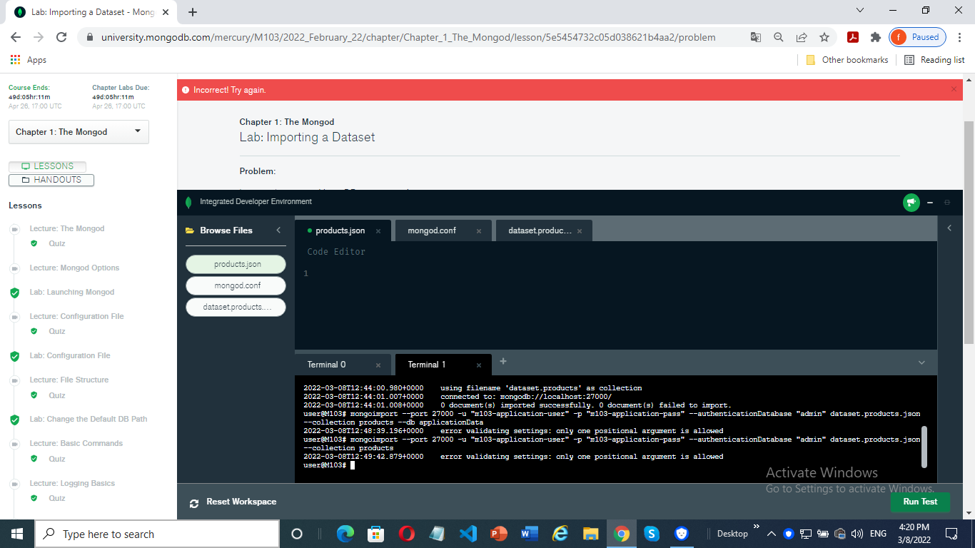 Lab 103 Importing A Dataset - M103: Basic Cluster Administration - MongoDB Developer Community ...