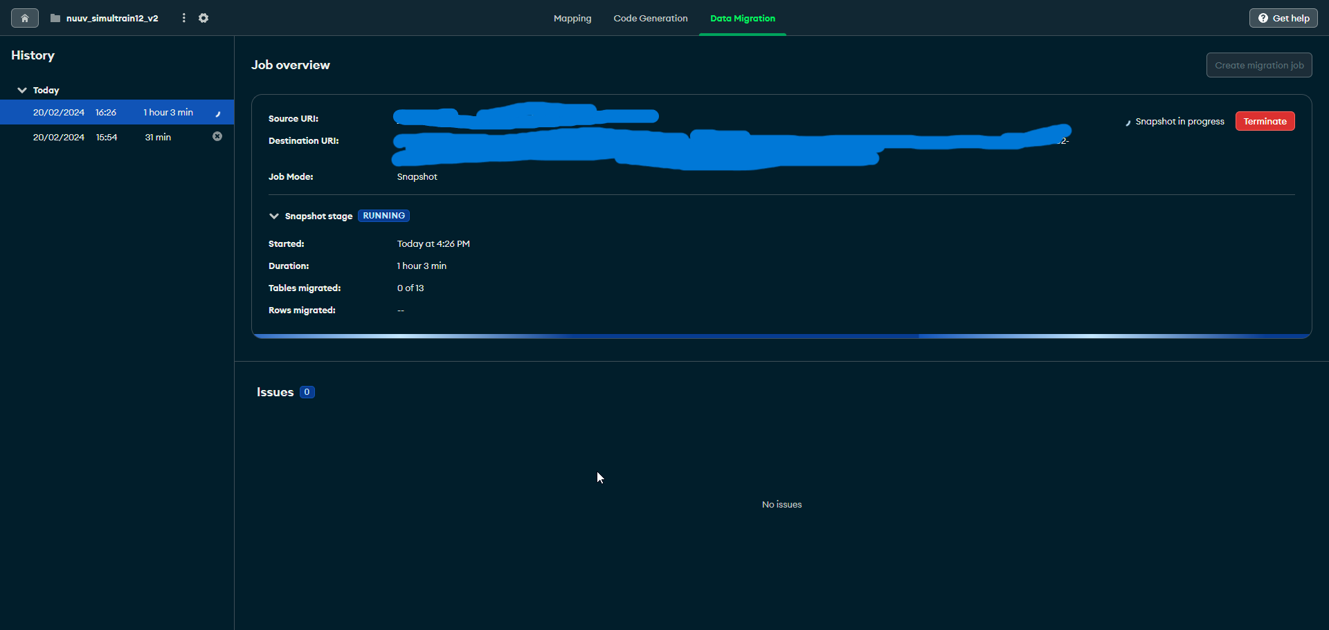 Mongodb Relational Migrator Stuck At Snapshot Stage During Data Migration Developer Tools