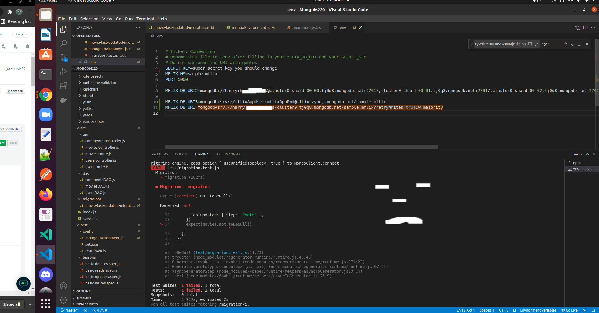 Ticket: Migration - data chages ! tst fails! - M220JS: MongoDB for Javascript Developers ...