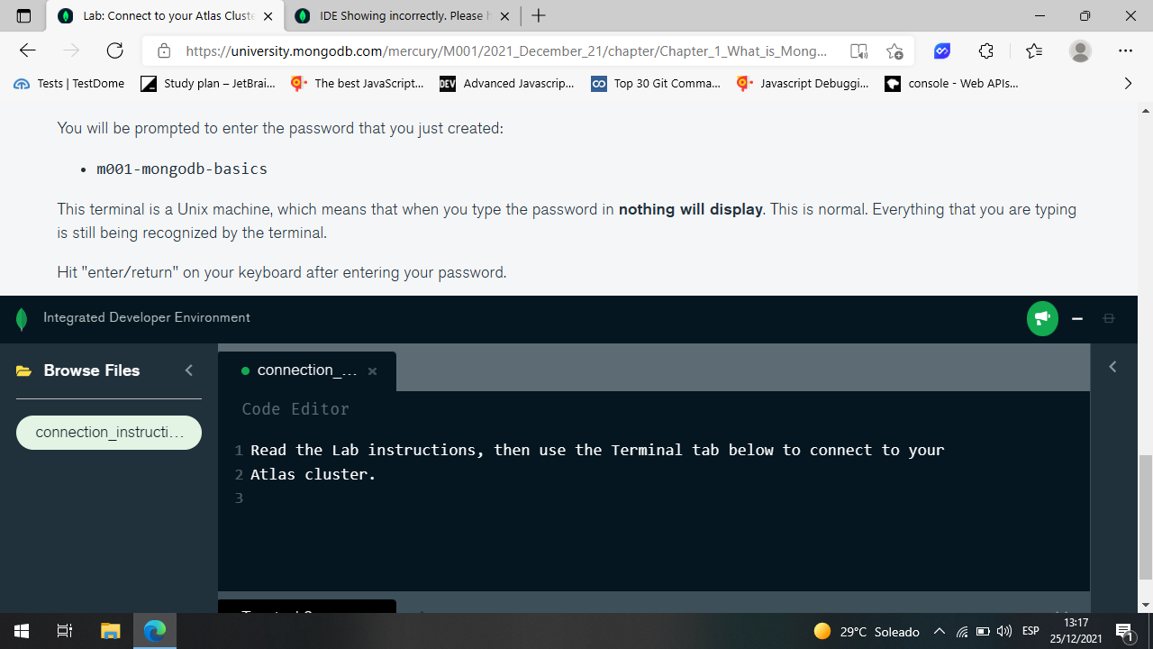 Ide Showing Incorrectly Please Help M001 Mongodb Basics Mongodb