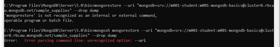 Error Parsing Command Line Unrecognized Option uri Developer 