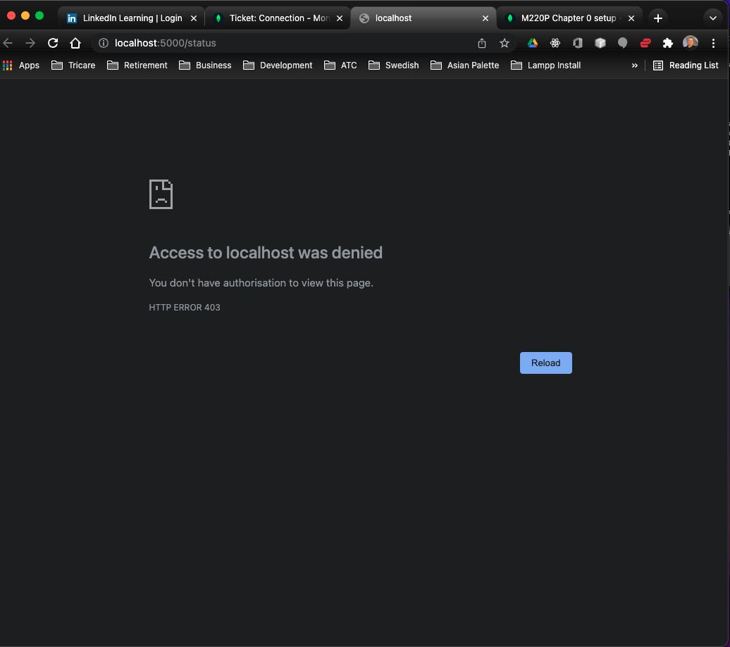 M220P Chapter 0 setup - M220P: MongoDB for Python Developers - MongoDB Developer Community Forums