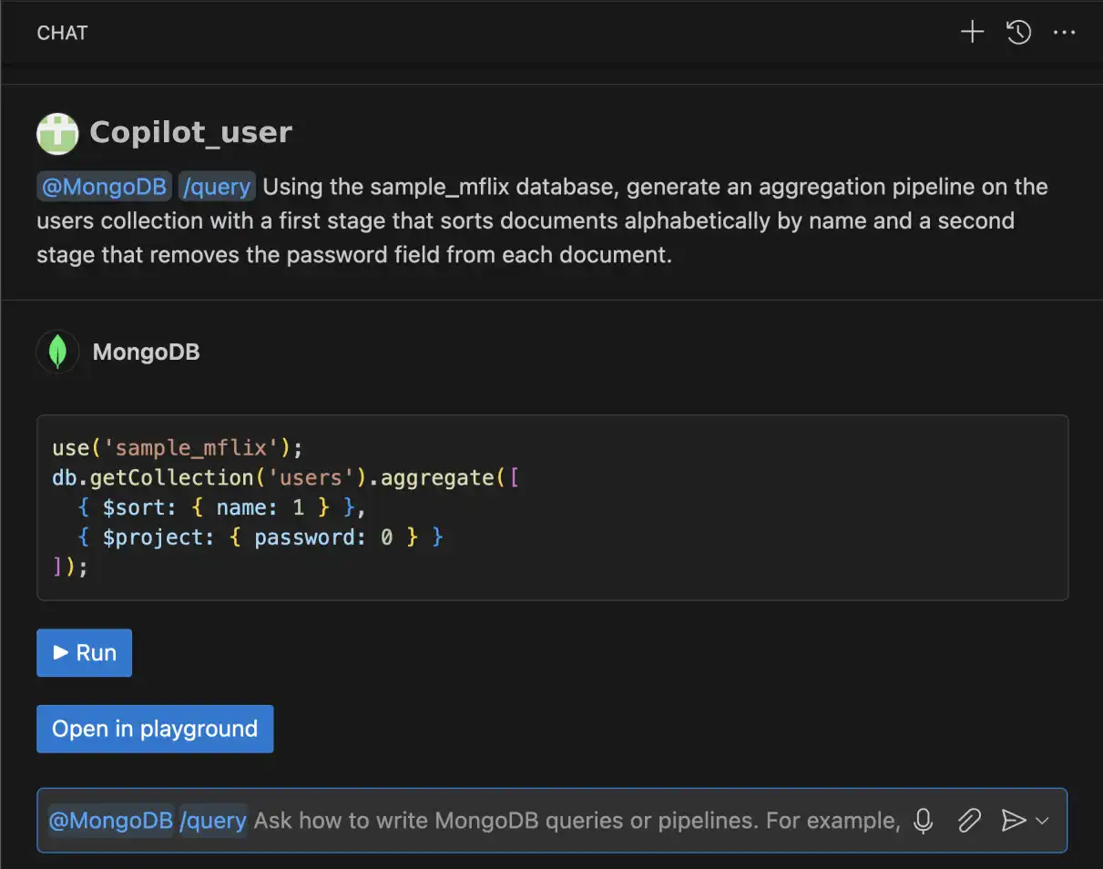 /query Command - VS Code Extension - MongoDB Docs