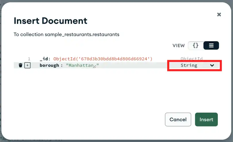 ドキュメントの挿入 Compass Mongodb Docs
