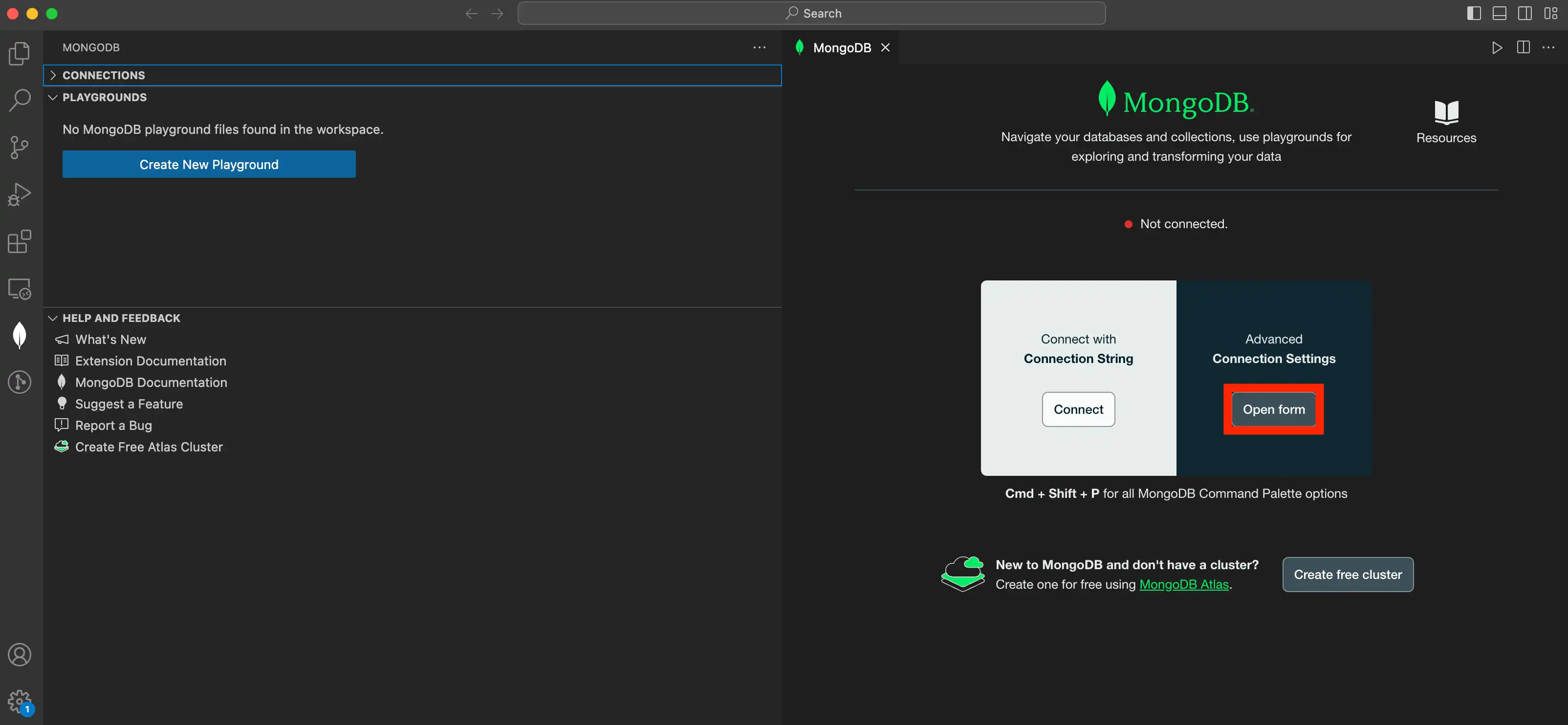 MongoDB 배포에 연결하기 - VS Code 확장 프로그램 - MongoDB Docs